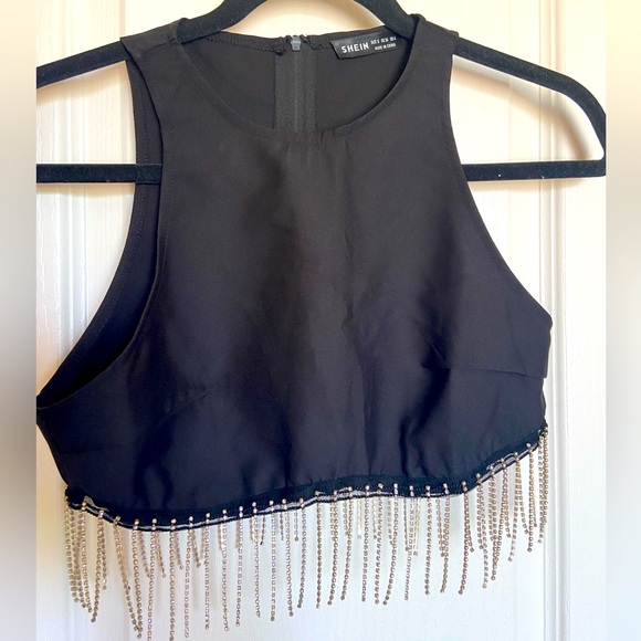 SHEIN | Tops | Bedazzled Gem Crop Top | Poshmark